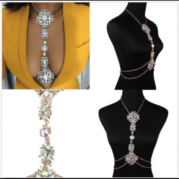 2xu | Jewelry | Crystal Multicolor Gold Chain Bra Beach Club Wear ...